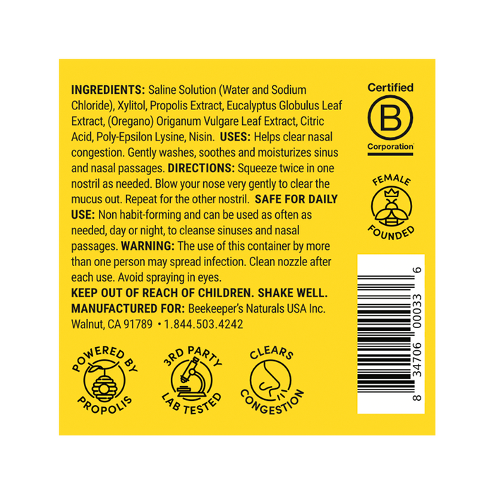 Propolis Nasal Spray+ | Beekeeper's Naturals